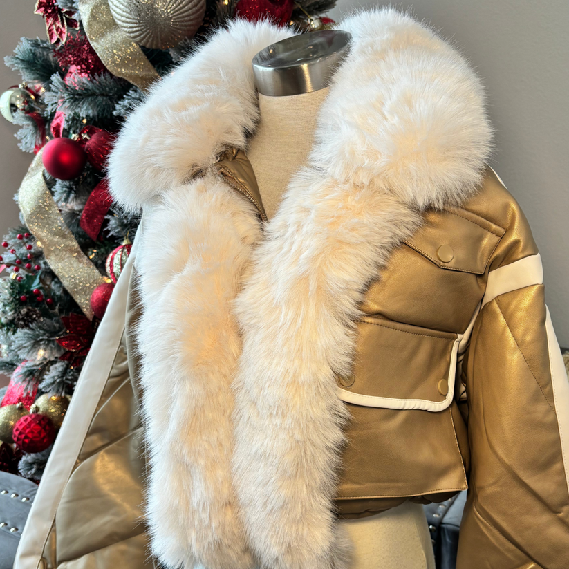 Frosted Luxe Gold Fur Jacket – Unparalleled Collection